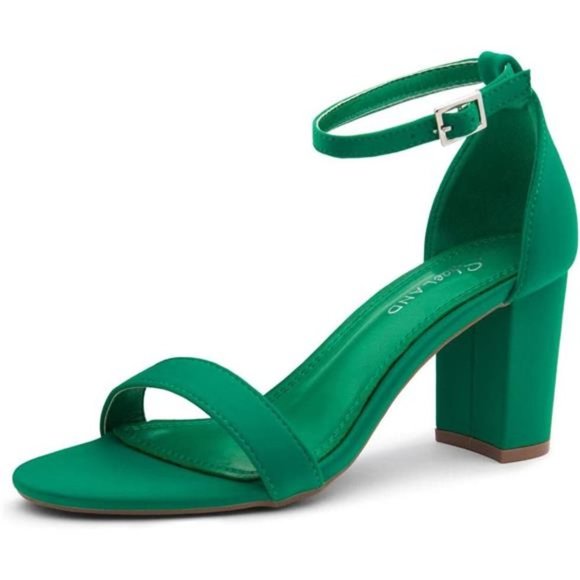 Other | Low Heels Open Toe Heeled Sandals Ankle Strap Chunky Block ...